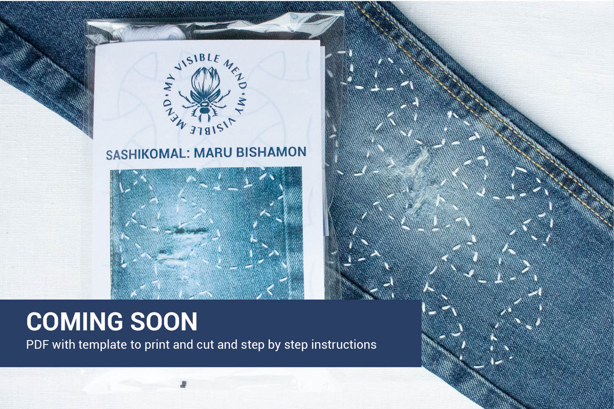 Digital Download Sashiko template, Maru Bishamon – MyVisibleMend